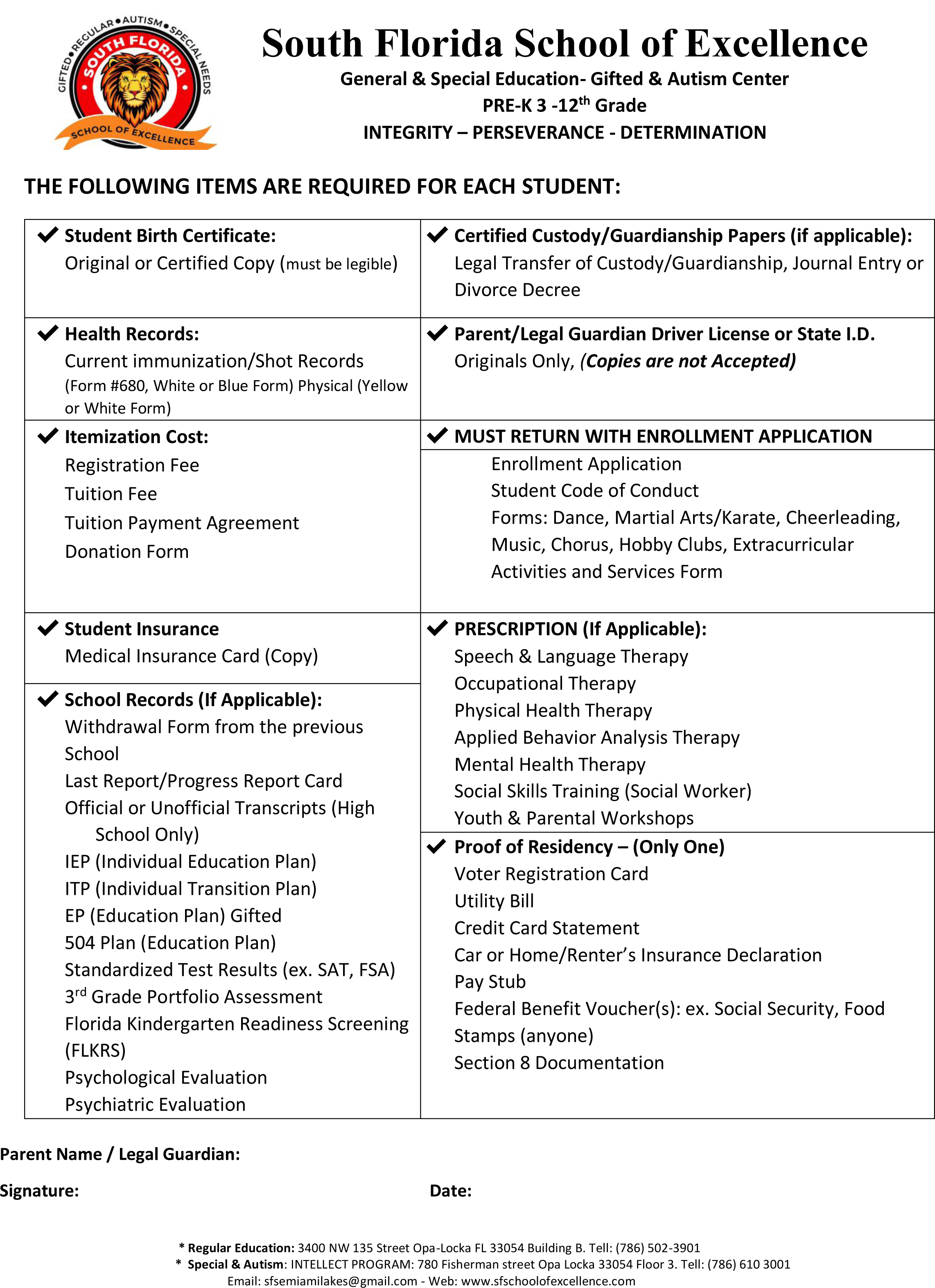 Registration Checklist